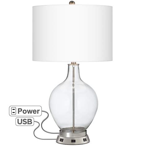 Clear Glass Fillable Ovo Table Lamp With Usb Workstation Base 68v76 Lamps Plus