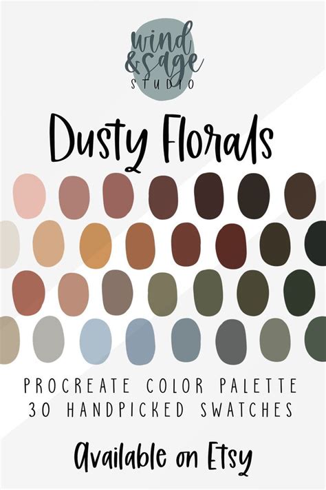 Dusty Florals Procreate Color Palette Color Swatches Procreate Palette Etsy Color Palette