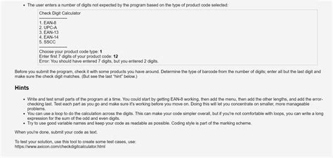 Solved A Program To Compute The Last Digit Of A Barcode If Chegg