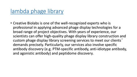 Lambda Phage Library