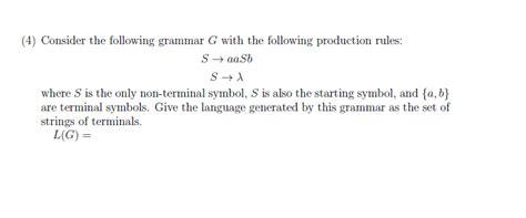 solved 4 consider the following grammar g with the