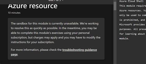 Cannot Use The Sandbox In The Exercise Create An Azure Resource Microsoft Qanda