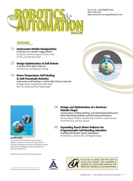 Ieee Robotics And Automation Magazine December 2020 Contents