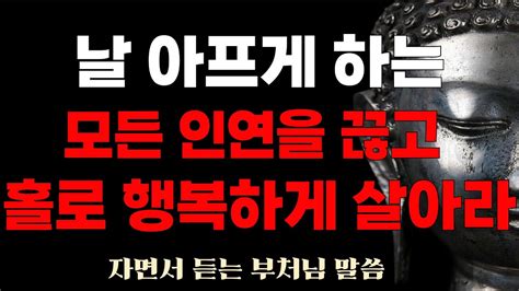 나를 아프게 한는 모든인연을 끊고 홀로 행복하게 살아라독하게 살아라 어차피 인생은 혼자다 고독하라 자면서 듣는 부처님 말씀오디오북 철학 Youtube