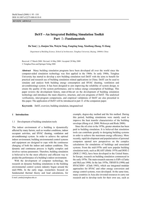 Pdf Dest An Integrated Building Simulation Toolkit Part I Fundamentals