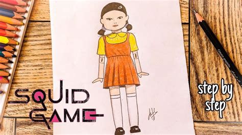 How To Draw The Doll From Squid Game Step By Step Doll Drawing Squid Games Color Pencil Drawing