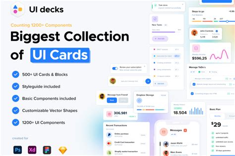 ui decks cards and blocks 主流app网站ui基础模块组件面板图表卡片列表样式设计素材源文件 uigui