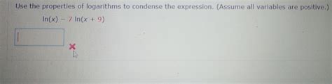 Solved Use The Properties Of Logarithms To Condense The