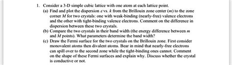 SOLVED Consider A 3 D Simple Cubic Lattice With One Atom At Each