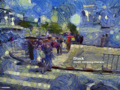 방콕 왕궁 주변의 풍경 삽화는 인상파 스타일의 그림을 만듭니다 거리에 대한 스톡 벡터 아트 및 기타 이미지 거리 건축 관광 Istock