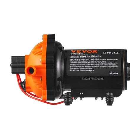 Vevor Water Diaphragm Pump 12v Dc 55 Gpm Flow 70 Psi Rated Pressure