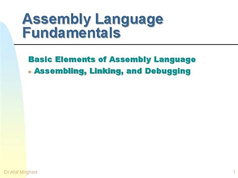 Assembly Language Fundamentals Basic Elements Of Assembly Language