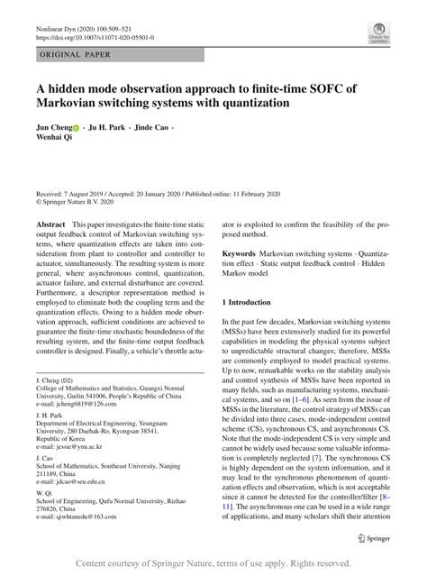 A Hidden Mode Observation Approach To Finite Time Sofc Of Markovian Switching Systems With