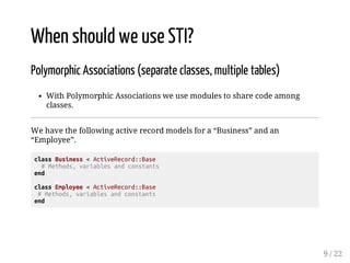 Rupicon Single Table Inheritance Ppt