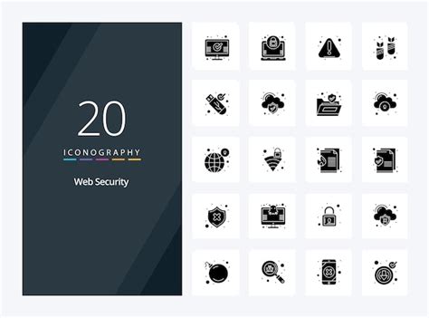 Free Vector 20 Web Security Solid Glyph Icon For Presentation Vector