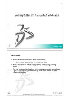 Download Modeling Rubber And Viscoelasticity With Abaqus PDF
