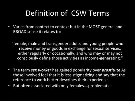 Commercial Sex Workers An Overview Of The Terminology And Intervention Design PPT Sexual