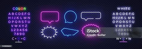 파란색 배경에 라인 아트 스타일의 네온 스피치 버블 대화 상자 채팅 음성 거품 전력 벡터 디자인 0명에 대한 스톡 벡터 아트 및 기타 이미지 Istock