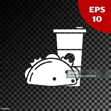 투명 한 어두운 배경에 격리 된 토르티야 아이콘 흰색 종이 유리와 타코 소다 아쿠아 음료 표지판 햄버거 햄버거 치즈 버거 샌드위치 벡터 일러스트레이션 0명에 대한 스톡 벡터