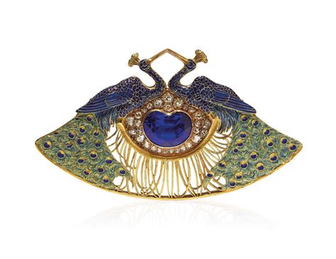 An Art Nouveau Enamel Diamond And Glass Brooch By RenÉ Lalique