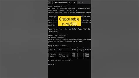 Create Table In Mysql Shortsfeed Viral Youtubeshorts Mysql