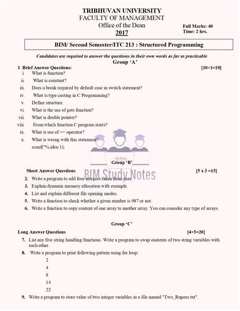 C Programming Old Paper