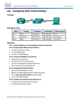 Packet Tracer Single Area OSPFv Configuration Addressing Table P P S