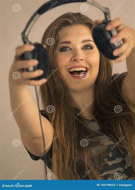 Teen Women Holding Headphones Stock Image Image Of Teen Female