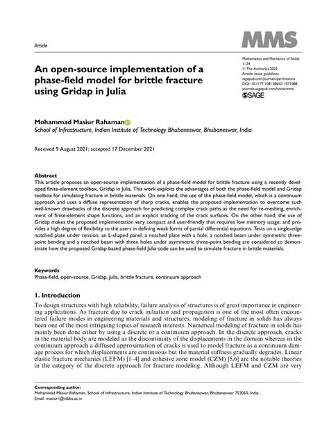 Pdf An Open Source Implementation Of A Phase Field Model For Brittle Fracture Using Gridap In