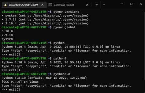 Opening Python From Within Linux Using Windows Terminal Command Line