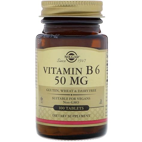 Витамин В6, Vitamin B6, Solgar, 50 мг, 100 таблеток - купить Витамин B6 ...