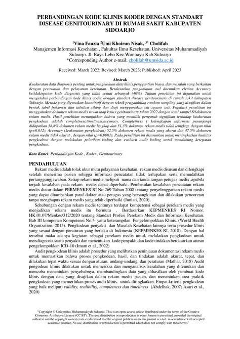 PDF Comparison Of Clinical Codes With Standards Of Genitourinary Disease In Public Hospital