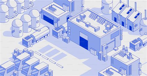 공장의 파란색과 흰색 그림 벡터 Unsplash의 아이소 메트릭 일러스트레이션 이미지
