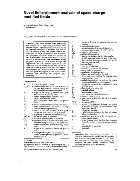 Pdf Novel Finite Element Analysis Of Space Charge Modified Fields
