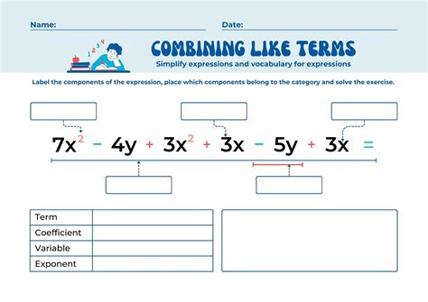 Free Custom Combining Like Terms Worksheet Templates Canva