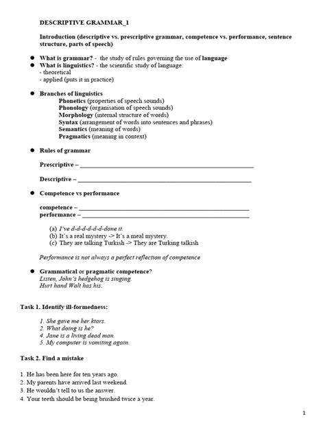 1 4 Introduction Sentence Structure And Parts Of Speech Pdf