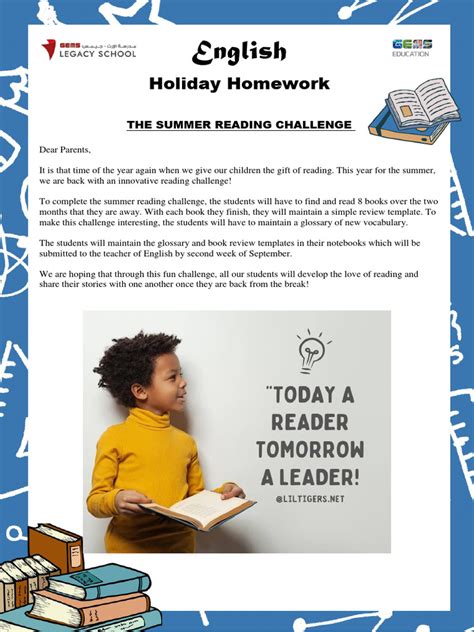 Grade 4 English Holiday Homework New Pdf