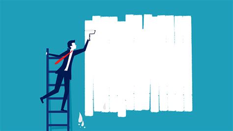 한 사업가가 페인트 롤러로 흰색 페인트로 벽을 칠합니다 남자 사업가에 대한 스톡 벡터 아트 및 기타 이미지 남자 사업가 집