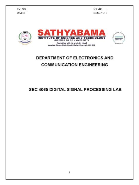 Dsp Lab Manual 2212021 Pdf Central Processing Unit Filter Signal Processing