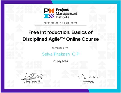 Completion Certificate For Discipline Agile Selva Prakash Posted On The Topic Linkedin