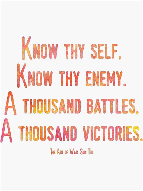 Know Thy Self Know Thy Enemy Sticker For Sale By Wonderweird Redbubble
