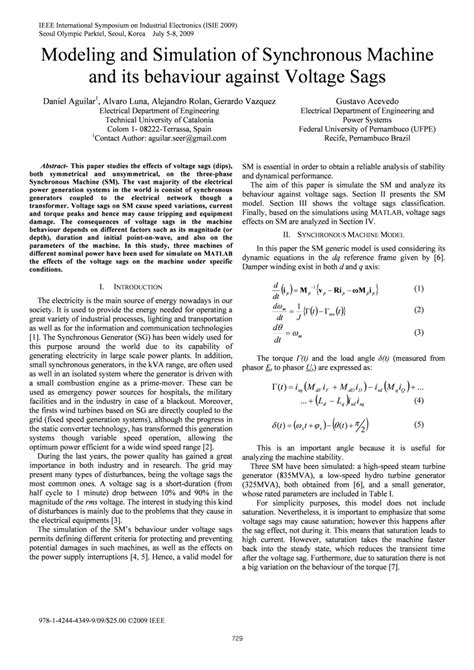 Pdf Modeling And Simulation Of Synchronous Machine And Its Behaviour