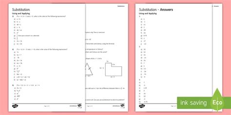 Substitution Worksheet Worksheet Lehrer Gemacht Twinkl