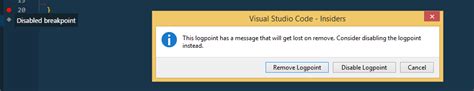 Tyring To Remove A Disabled Log Point With Log Message Suggests Disabling It Again · Issue