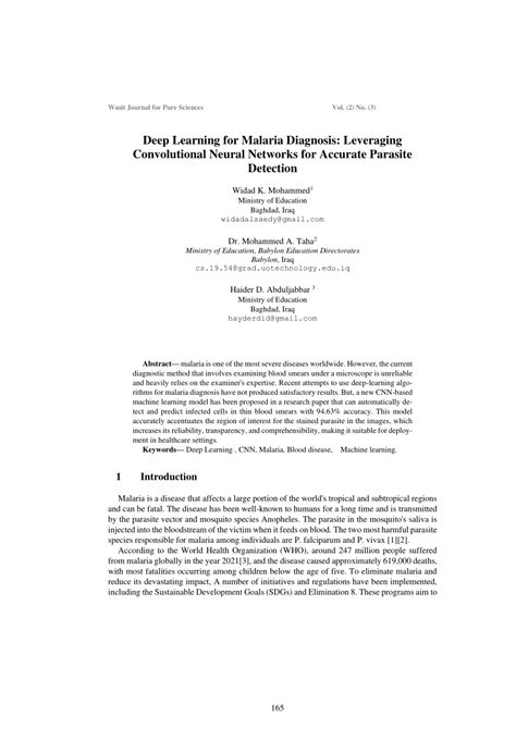 Pdf Deep Learning For Malaria Diagnosis Leveraging Convolutional