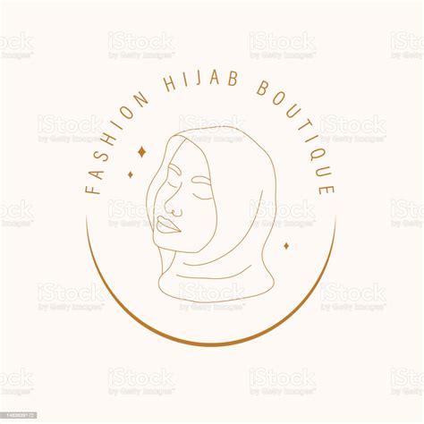 패션 히잡 부티크 착용 상점을 위한 벡터 로고타입 디자인 눈을 감은 선형 무슬림 여성 미니멀리즘 트렌디 한 일러스트 Experimental Advanced
