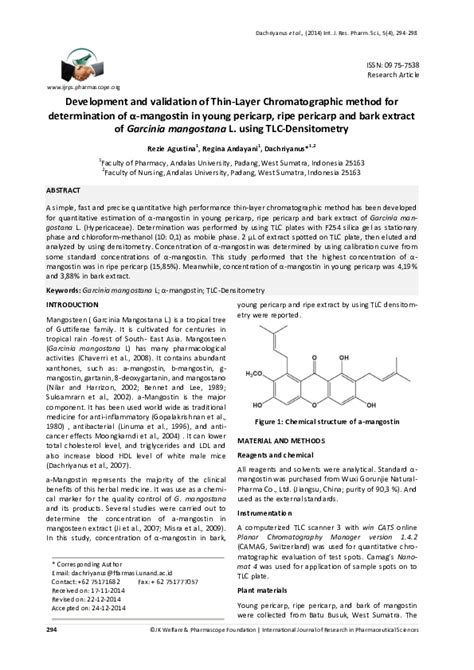 Pdf Development And Validation Of Thin Layer Chromatographic Method For Determination Of α