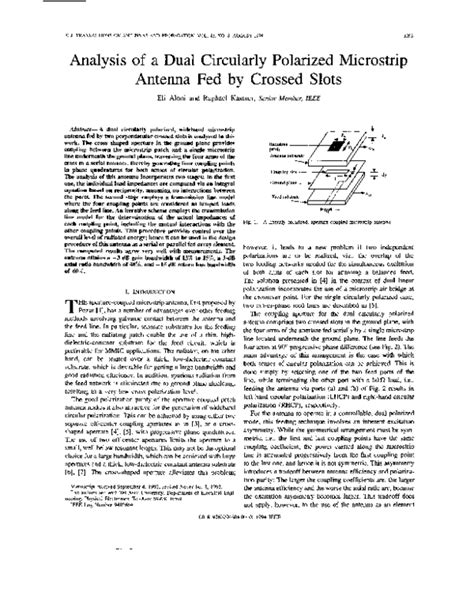 Pdf Analysis Of A Dual Circularly Polarized Microstrip Antenna Fed By