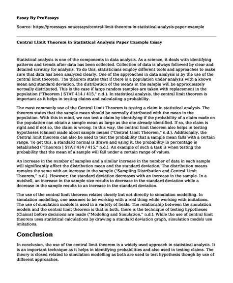 📌 central limit theorem in statistical analysis paper example free