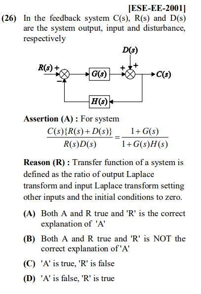 in the feedback system c s r s and d s are the system output input